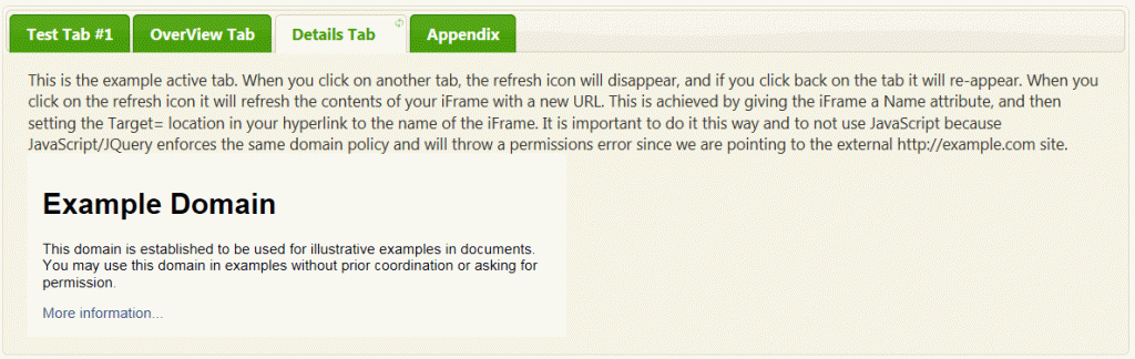Show or Hide a Reload Icon to Load an iFrame in jQuery Tabs – Justin Cooney